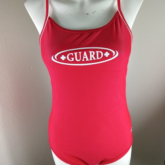 Swim | Mao Lifeguard Swimwear Red 1 Piece Swimsuit Lgs18 Cracking Logo ...